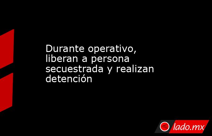 Durante operativo, liberan a persona secuestrada y realizan detención ...
