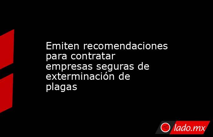 Emiten recomendaciones para contratar empresas seguras de exterminación ...