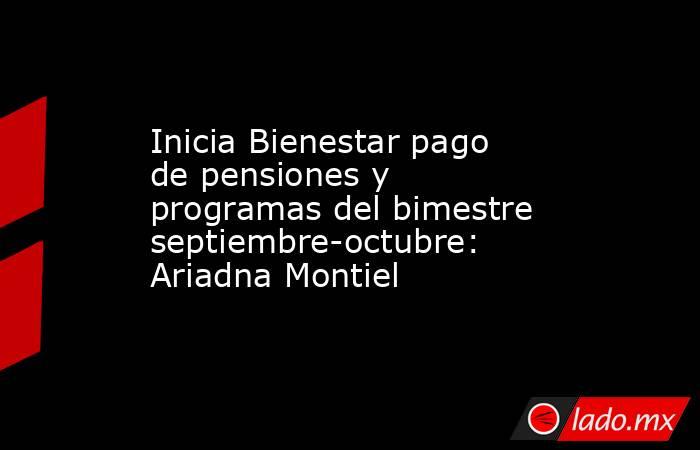 Inicia Bienestar pago de pensiones y programas del bimestre septiembre-octubre: Ariadna Montiel ...