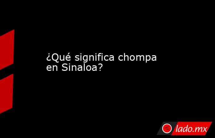 ¿Qué significa chompa en Sinaloa? - Lado.mx